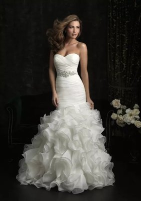 Most Beautiful Fit And Flare Gown , Satin Elegant Fit And Flare Wedding Dresses