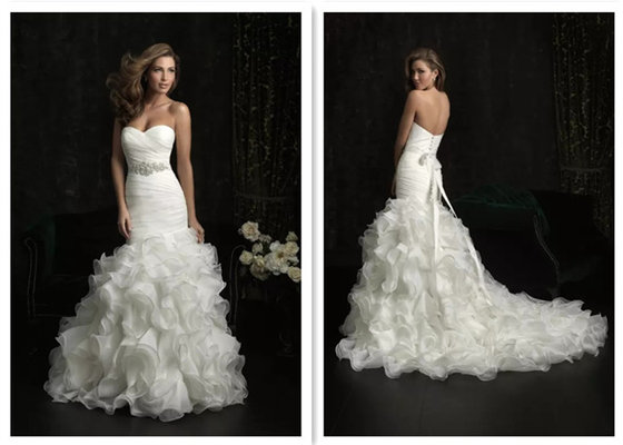 Most Beautiful Fit And Flare Gown , Satin Elegant Fit And Flare Wedding Dresses