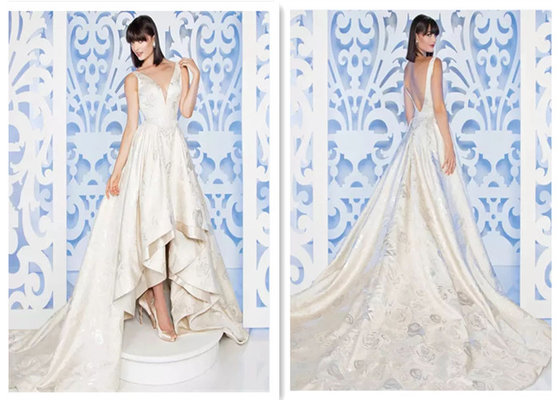 Exquisite Flower Leaf Simple Elegant Wedding Dresses With Soft Lace Train