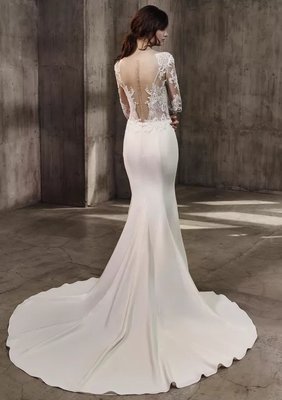 Elegant Mermaid Wedding Dress Trumpet lLace White Wedding Dresses Long Sleeves Bridal Gowns