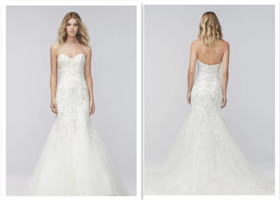 Bride Sparkly Mermaid Tail Wedding Dress Manual Embroidery Technology
