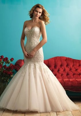 Sweetheart Strapless Mermaid Wedding Dress , Long Elegant Mermaid Wedding Gowns
