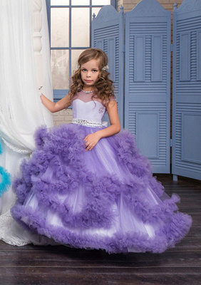 Beaded Rose Gold Flower Girl Dress , Tulle Modern Flower Girl Dresses