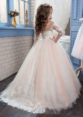 Blush Silver Flower Girl Dresses , Unique Childrens Flower Girl Dresses