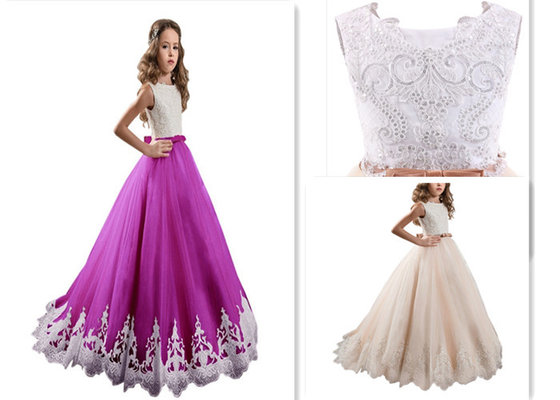 Scoop Long Sparkly Flower Girl Dresses For Toddler First Communion Day
