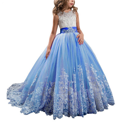 Full Length Tulle Sparkly Flower Girl Dresses Beaded Embroidered Technics