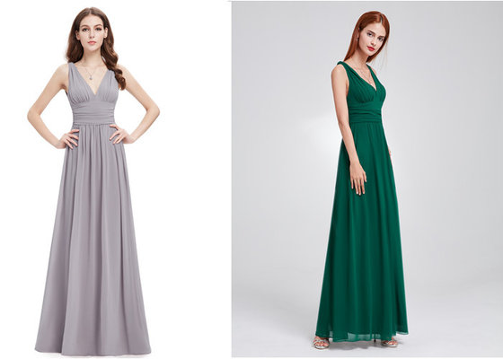 Formal Long Chiffon Prom Evening Gowns With Sequins Decoration Color Optional