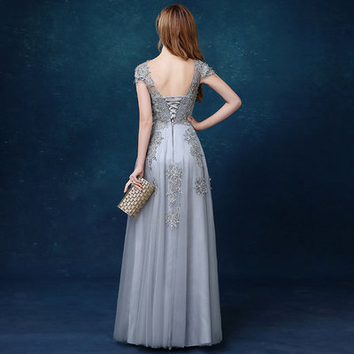 Fashionable Evening Grey Prom Dresses / Fitted Girls Prom Formal Wear