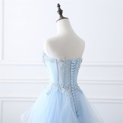 Boutique Maxi Party Prom Evening Gowns With Embroidered Pearls Decoration
