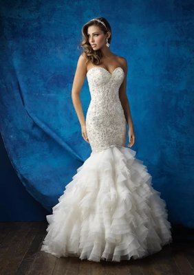 Embroidered Fold Sweetheart Neckline Sheath Wedding Dress Fashion Women Apparel