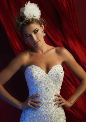 Puffy Plus Size Sheath Wedding Dress / Cute Sweetheart Neckline Sheath Dress