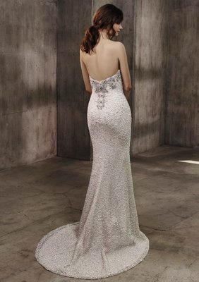 Charmeuse Ivory Sheath Wedding Dress / Sleeveless Mermaid Beautiful Wedding Gowns