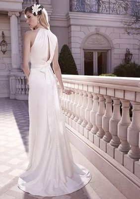 Fashionable Satin Sheath Column Wedding Dress For Slim Bride And Woman
