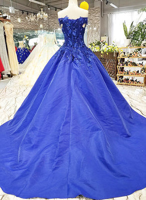 Special Occasion Blue Wedding Dress , Pretty Girls Navy Wedding Dress