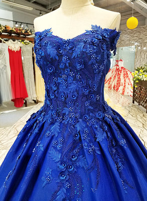 Special Occasion Blue Wedding Dress , Pretty Girls Navy Wedding Dress