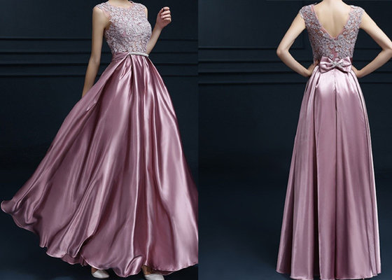 Embroidery Long Ladies Wedding Dresses Bold No Back Design Customized Size