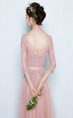 Graceful Embroidery Tea Length Bridesmaid Dresses CZ Diamond Decoration
