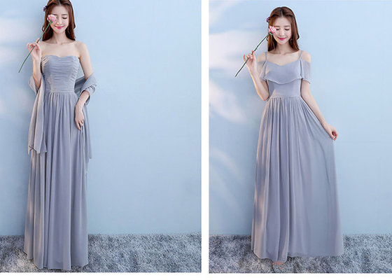 Sexy Chiffon Womens Bridesmaid Dresses With Long Length Embroidered Pearls