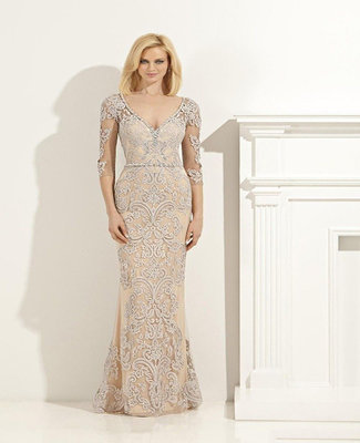 V Neck Beautiful Mother Of The Bride Dresses / Lace Mother Of The Bride Suits