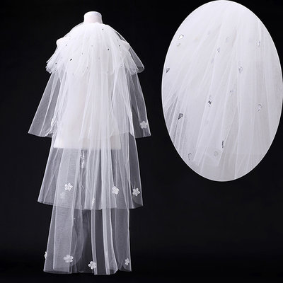 Head Lace Wedding Veil Bridal Gown Accessories 3 Meters Long One Layer