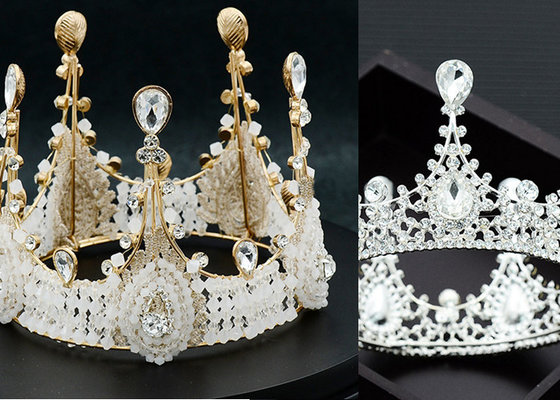 King Crowns Adult Queen Birthday Prom Queen Costume Full Round Metal Crystal Crown
