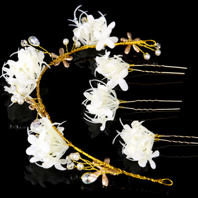 Bride Bohemian Flower Headband Wedding Floral Garland Hair Band Headwear Hair Accessories for Women