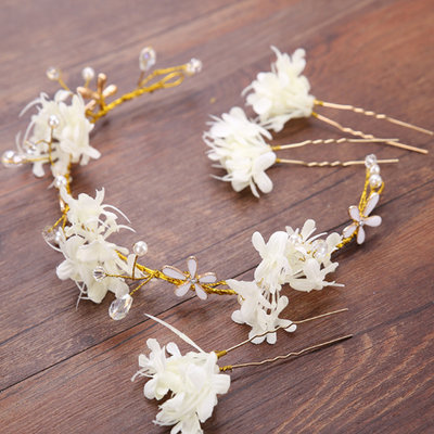 Bride Bohemian Flower Headband Wedding Floral Garland Hair Band Headwear Hair Accessories for Women
