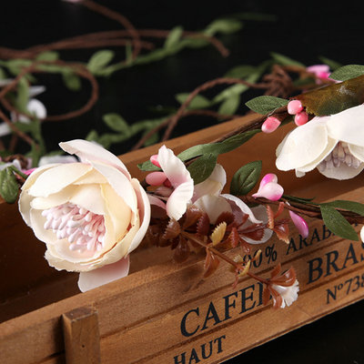 Women Hair Accessories Fabric Wedding Wreath Crown Headband Artificial Flower Garlands For Girls