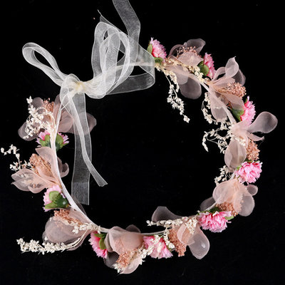 Women Hair Accessories Fabric Wedding Wreath Crown Headband Artificial Flower Garlands For Girls