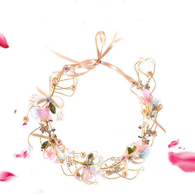 Bohemian Wind Camellia Flower Bride Bridesmaid Wreath With Headband