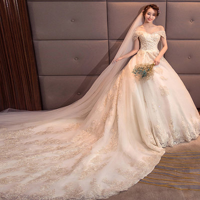 New Type Luxurious long tail wedding dress
