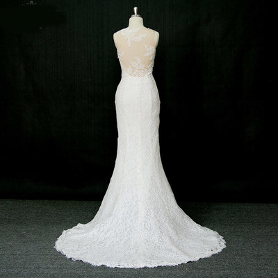 Sheath Column Fit And Flare Wedding Gown Prom Ball Gown Dresses In White Color