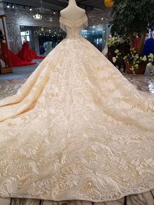 new champagne tassels tail customizable palace retro wedding dress
