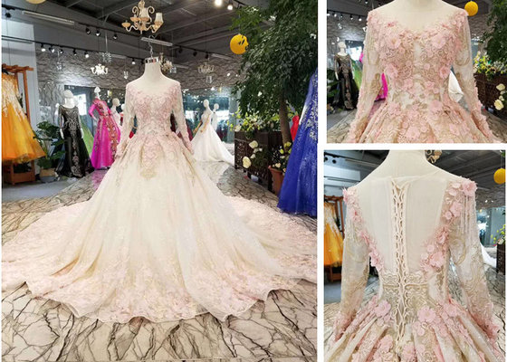 Princess Wind Tail Simple Long Sleeve Perspective Neck Decorative Wedding Garment