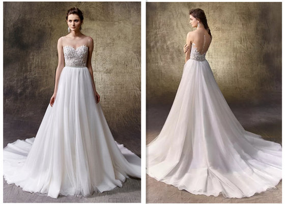 Lady Backless A Line White Dress / Lace Casual Beach Wedding Dresses