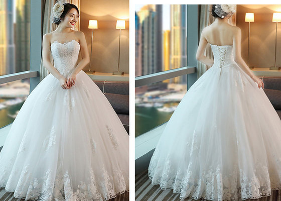 Most Beautiful White Color Wedding Ball Gown , Nice Dresses For Wedding