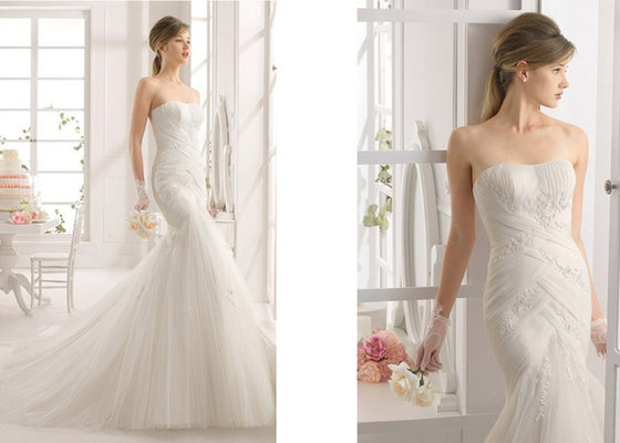 Back Tulle Cathedral Train Wedding Dresses Sweetheart Appliqued Pleated Button