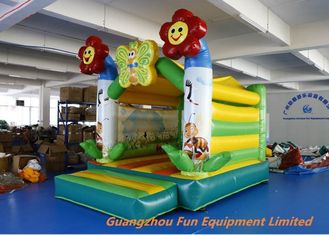Green Flower Theme Inflatable Air Bouncer , Kids Party Jumping Castle Rental