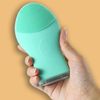 Soft Silicone Electric Face Scrubber , Silicone Facial Cleanser Blue / Pink