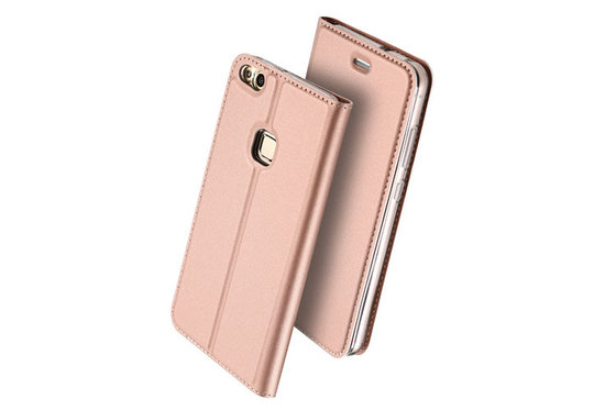 Shockproof PU Leather Flip Phone Case , Rose Gold Huawei P10 Lite Phone Case