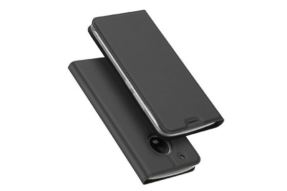 Grey MOTO G5 Flip Cover Unique Design PU Leather With Magnet / Card Slot