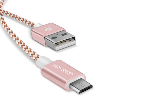 Pink Micro Usb Charging Cable USB 2.0 Nylon Braided Wire 100CM 20CM