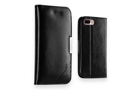 Soft Custom Leather Phone Covers , Black Iphone 7 Leather Wallet Case