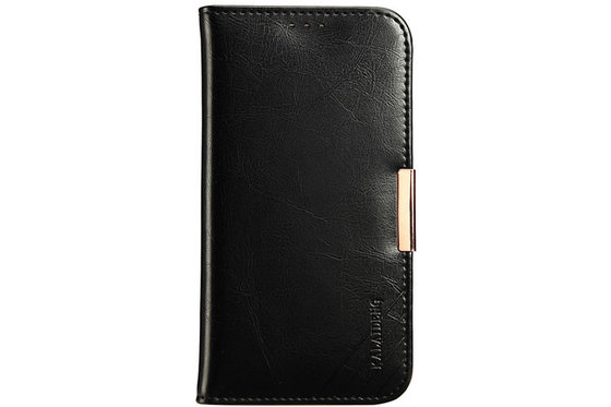 Galaxy S6 Leather Phone Cases Black Color With Stand / Card Slot CE Approved