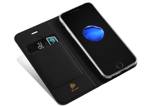 Magnetic Flip Phone Case Black iPhone 6 Case Card Holder With Cable