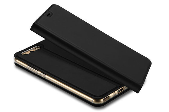 Smooth Flip Phone Case Black Card Slot Stand Magnetic Huawei P10 Leather Case