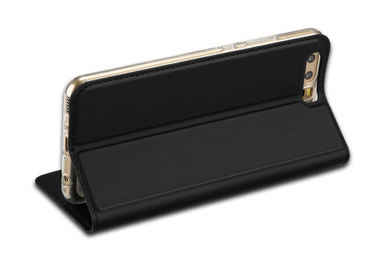 Smooth Flip Phone Case Black Card Slot Stand Magnetic Huawei P10 Leather Case