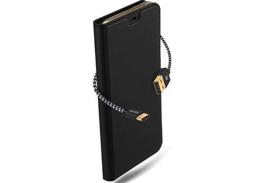 Soft Huawei P10 Flip Phone Case Magnetic Black Color With Card Slot CE Approved