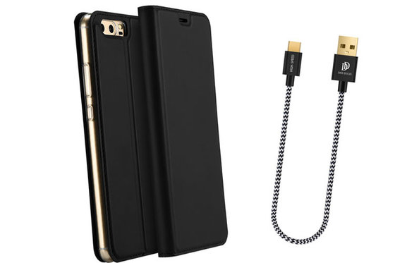 Slim PU Leather Huawei P10 Plus Flip Cover Card Holder With Stand Function