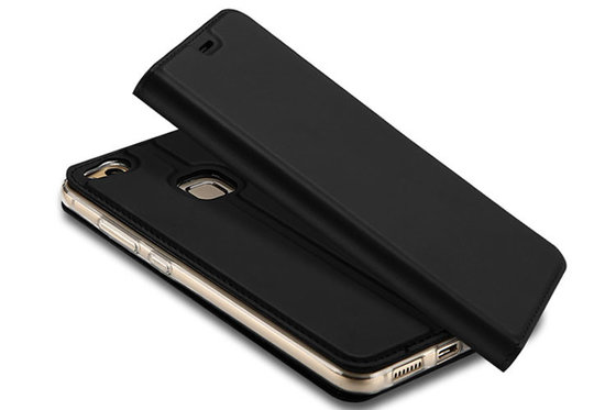 Fashionable Black Huawei P10 Flip Cover , Huawei P10 Lite Case With Type C Cable